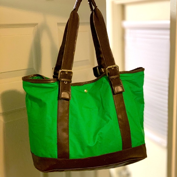 Bags | Kelly Green Ladies Tote With Leather Shoulder Straps | Poshmark